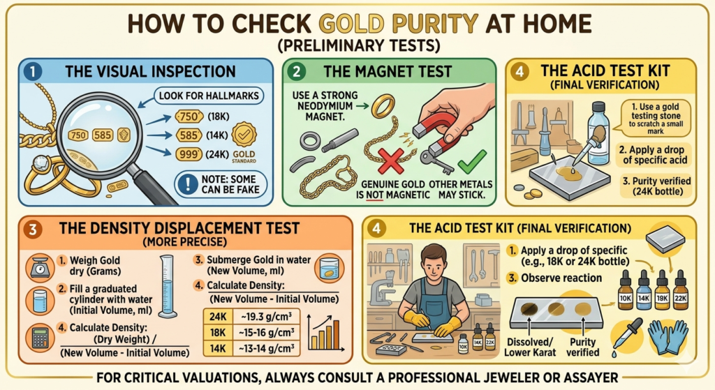 How to Check Gold Purity at Home: 8 Simple Tests (2026 Guide)